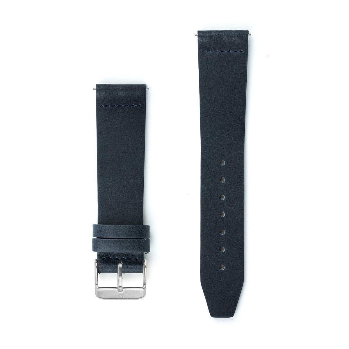 Navy Blue Flat Leather Watch Strap - 20mm Width